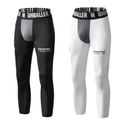 UH七分紧身裤黑白速干弹性运动篮球美式高弹吸湿排汗压缩裤健身男