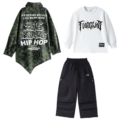 街舞儿童潮服嘻哈长袖衬衣套装