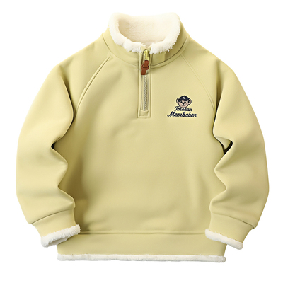 男童羊羔绒卫衣冬季半拉链上衣