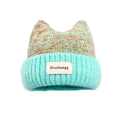 日系可爱粉色猫耳朵针织帽