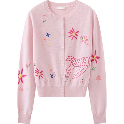 播商场同款ENIKO EGED系列宽松提花针织开衫女26春新品BDT1UD1406