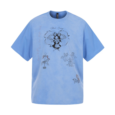 美式创意趣味涂鸦风印花短袖