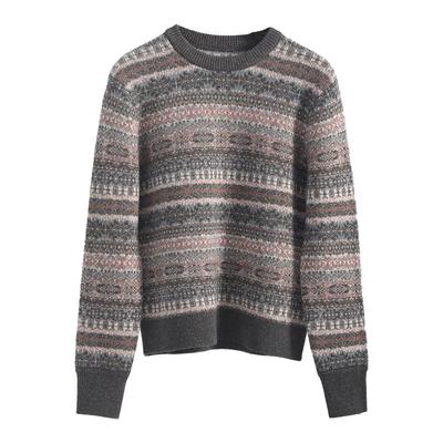 老钱风LP复古费尔岛提花毛衣女