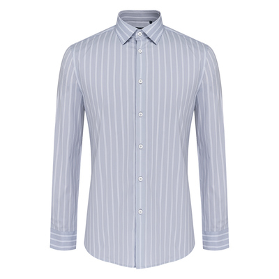 BONI/堡尼春夏新品商务长袖衬衫竖条纹棉质男士休闲衬衣GN184011B