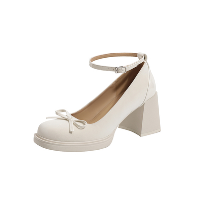 【送运费险】真皮蝴蝶结高跟鞋