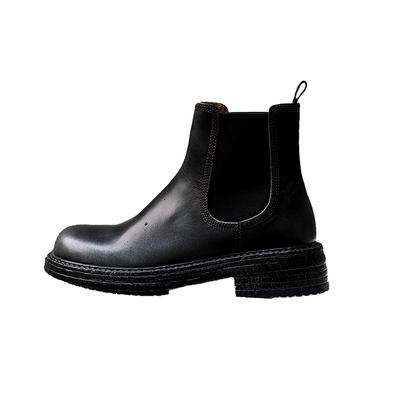 擦色切尔西靴女显瘦厚底烟筒短靴