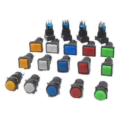16mm塑料按钮开关自锁点动自复位