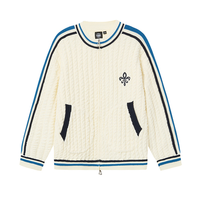 PALLADIUM帕拉丁秋冬新品复古运动撞色女款开襟毛衫外套1912600