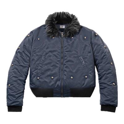 Dream Band AW2025纯色低饱和尼龙短款朋克加棉可拆卸毛领MA1夹克