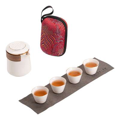 德化羊脂玉户外便携式一壶四杯泡茶旅行茶具套装商务礼品可印logo