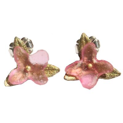 Michaelmicha粉绣球花清新耳钉