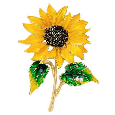 一举夺魁中国风珐琅向日葵胸针女