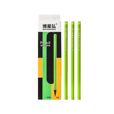 三角绿杆黑木护眼2B小学生HB铅笔
