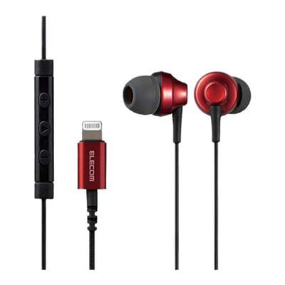 【日本直邮】Elecom入耳式立体声耳机  LFS12C 红 EHP-LFS12CMRD