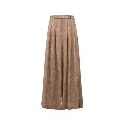 sdeer复古高腰压褶肌理阔腿长裤