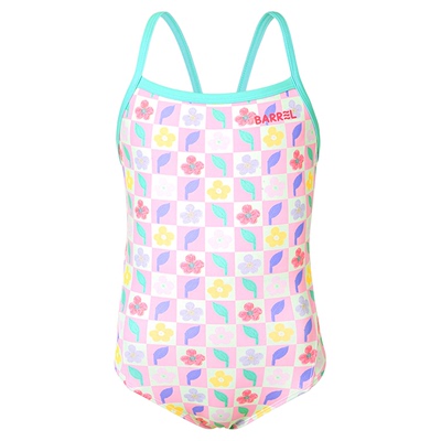 韩国BARREL 2025新款女童连体泳衣可爱儿童竞速游泳馆训练 FLOWER