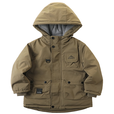 男童加棉加厚连帽保暖棉衣外套