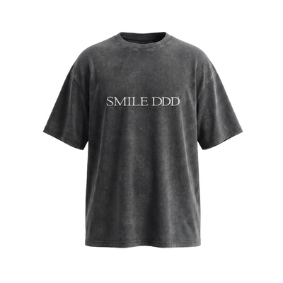SMILE DDD徽章印花做旧T恤美式辣妹落肩宽松半袖显瘦街舞跳舞短袖