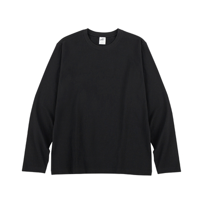 IDLT 正肩 215g 高品质纯棉黑白灰长袖T恤宽松打底衫男基础款百搭