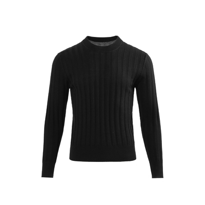 ESAT 巴兰素羊毛抗起球针织坑条长袖打底衫