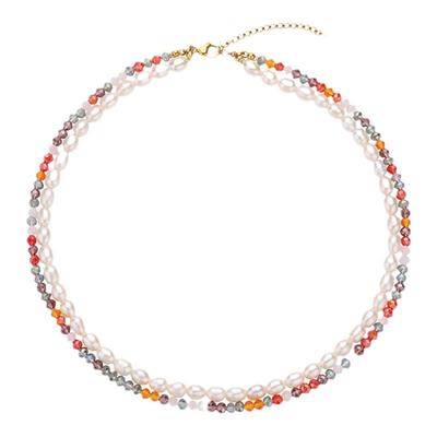 桑蕾淡水珍珠串珠双层项链