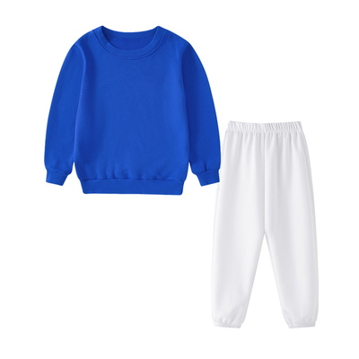 亲子装班服蓝色上衣白色裤子套装