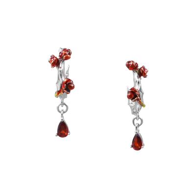 玫瑰藏于身后时刻原创耳环