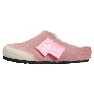 xVESSEL芭比联名Barbie粉色马毛头等舱拖鞋穆勒半拖女