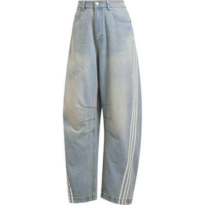 Adidas/阿迪达斯正品三叶草女士复古宽松阔腿牛仔长裤JX9212
