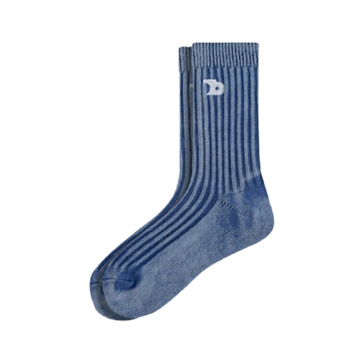 TheBlender砂洗牛仔针织中筒袜