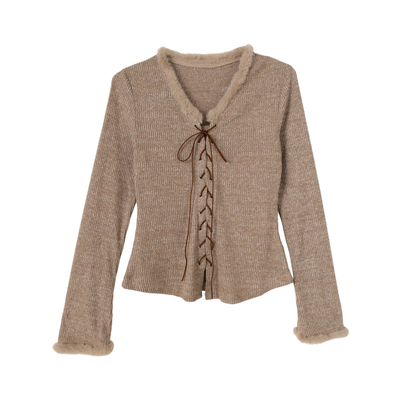 ENJOYME韩版抽绳针织开衫