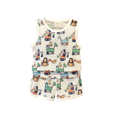 无袖背心夏天海边冰丝网眼套装潮