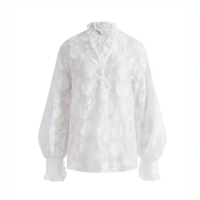 早春法式复古蕾丝灯笼袖衬衫