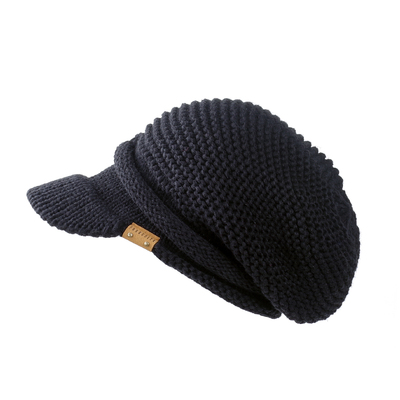 带帽檐大头围显脸小粗针织毛线帽