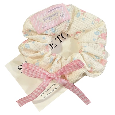 芭蕾风格子蕾丝花边大肠发圈女可爱少女扎头皮筋发绳马尾头绳头饰