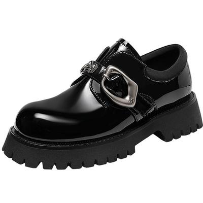 MIO米奥乐福鞋2025秋季款金属饰扣学院风厚底增高通勤百搭单鞋