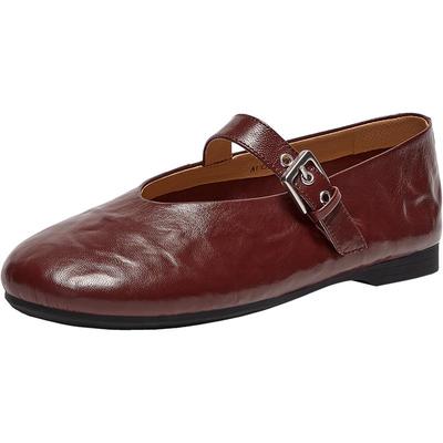 Bata羊皮书玛丽珍女2025复古软底宽楦百搭单鞋AUO01AQ5