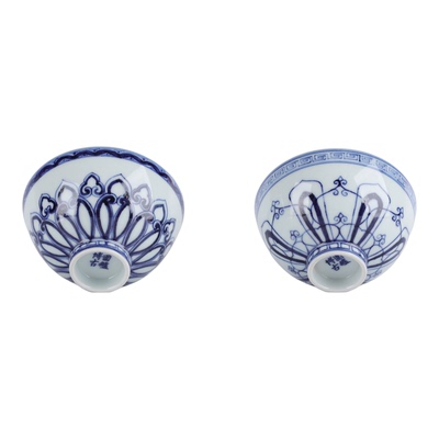 景德镇青花瓷宝相画如意纹鸡心杯手工茶具主人杯135毫升