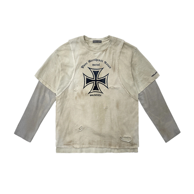 ProjectGR联名款假三件脏染长袖