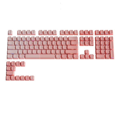 柔和桃流光键帽原厂渐变侧刻透光