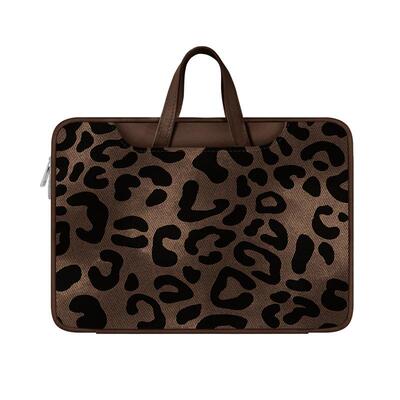 V-SION棕色豹纹笔记本重磅电脑包