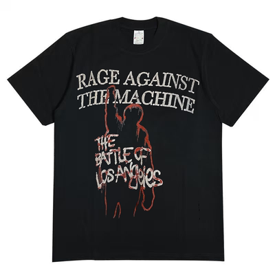 Rage Against The Machine乐队美式复古街头亚文化暗黑短袖T恤潮