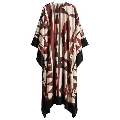 HM女装连衣裙冬季宽松海洋印花长裙卡夫坦连身裙1291058