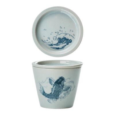 左茗右器日式陶瓷杯子带盖