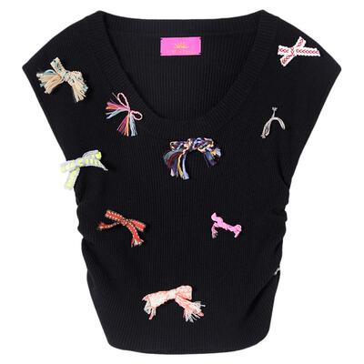 MICartsy套头圆领穿绳上衣