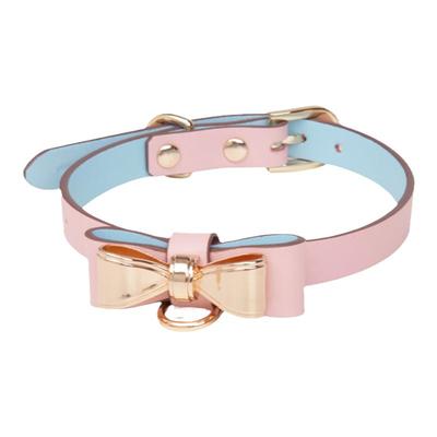 Poison 少女蝴蝶结金属项圈定制刻字亚文化choker甜美粉色颈带