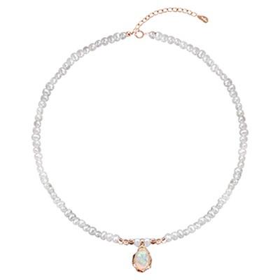 欧泊天然珍珠项链小众高级感