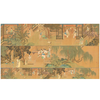 五代南唐仙姬文会图国画古画