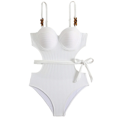 大码微胖钢圈聚拢连体游泳衣女款