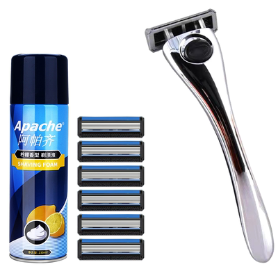 阿帕齐德国刀头5层刀片天弓金属手动剃须刀刮胡刀男士胡须刀